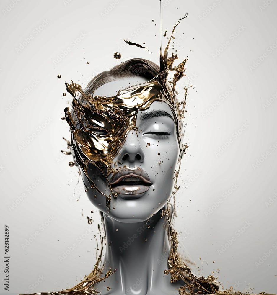 Fictional character Portrait of woman with splattered paint generated ...