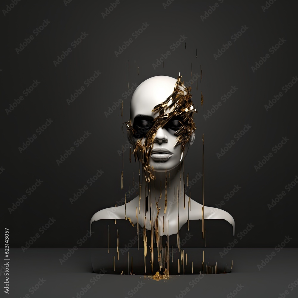 Fictional character Portrait of woman with splattered paint generated ...