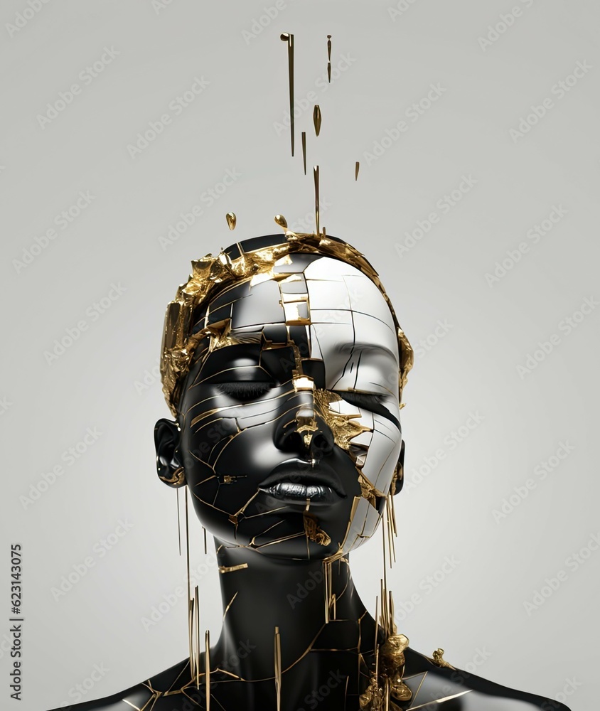 Fictional character Portrait of woman with splattered paint generated ...