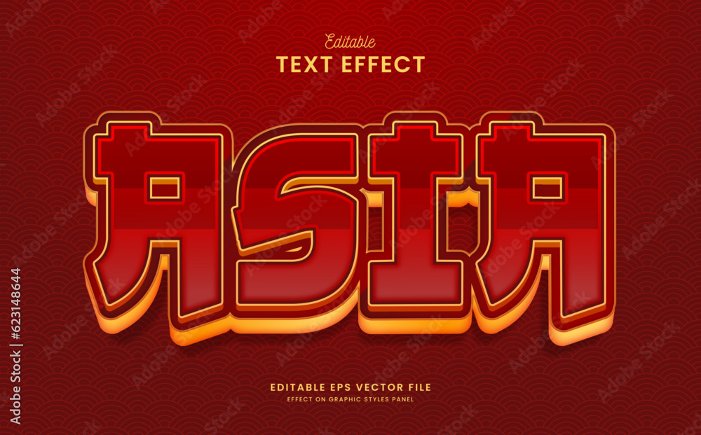 decorative editable red asia text effect vector design Stock Vector ...