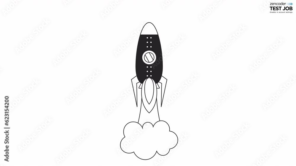 Vidéo Stock Rocket take off bw 2D object animation. Space shuttle start ...