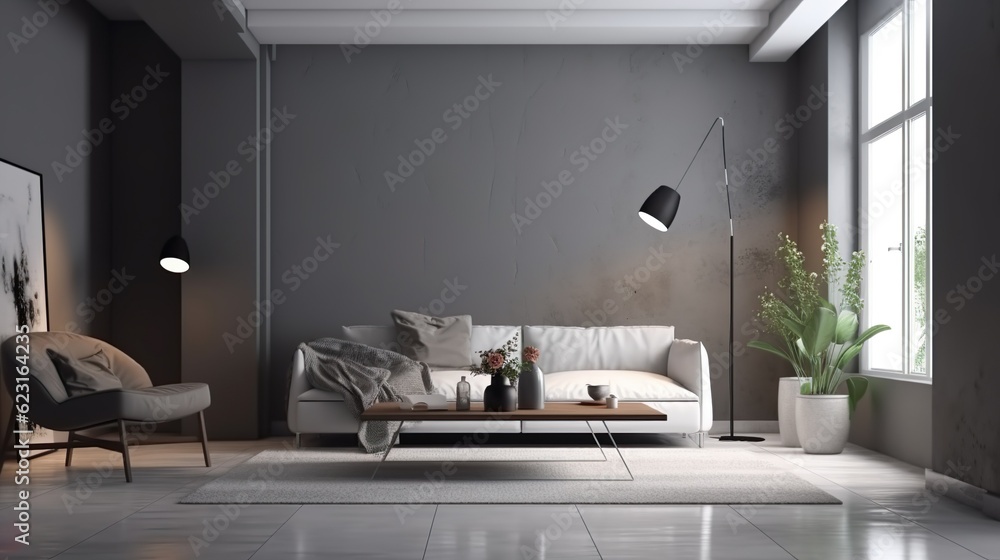 Concepto de un salón modernista. Diseño de Interiores. Generado por IA ...