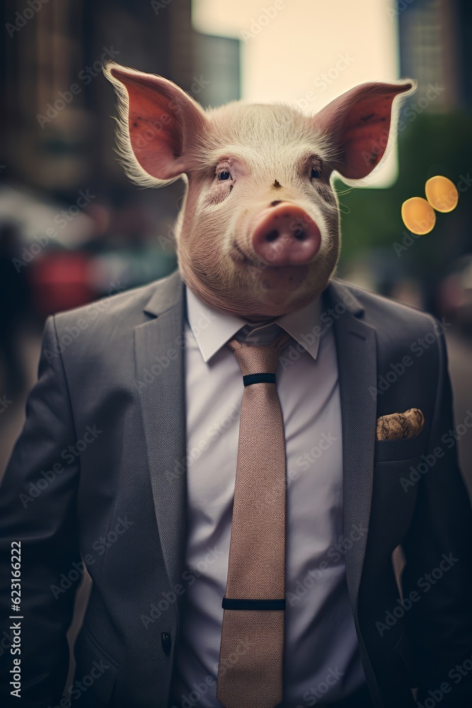 Pig in Business Suit, A Humorous Take on Corporate Life, Happy Piglet ...