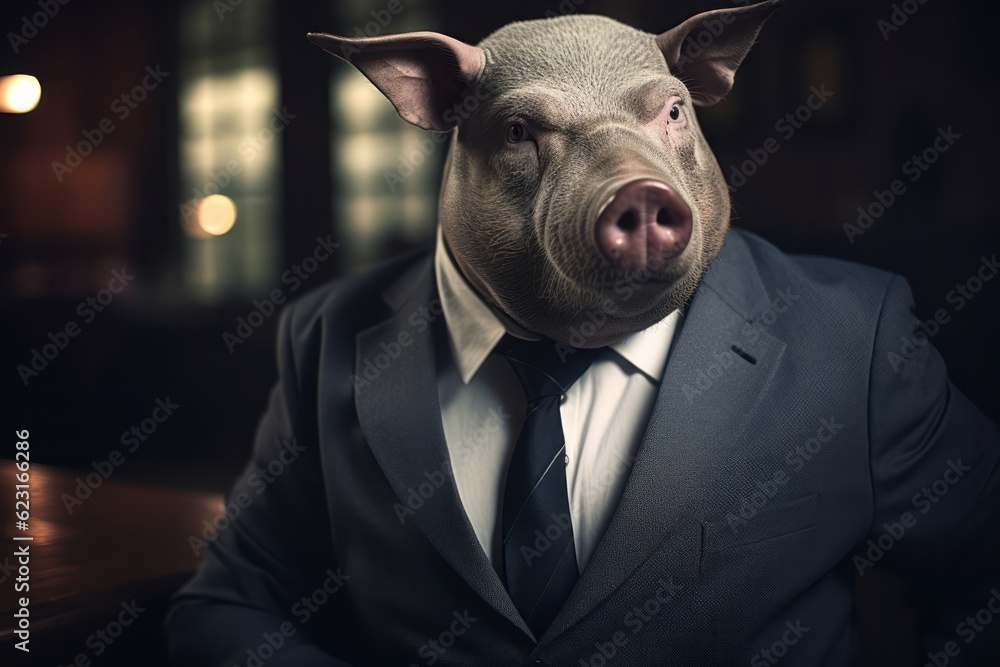 Pig in Business Suit, A Humorous Take on Corporate Life, Happy Piglet ...