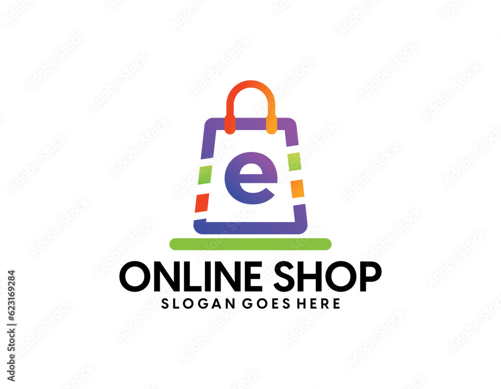 E commerce logo design vector. Online shop logo design idea Stock ...