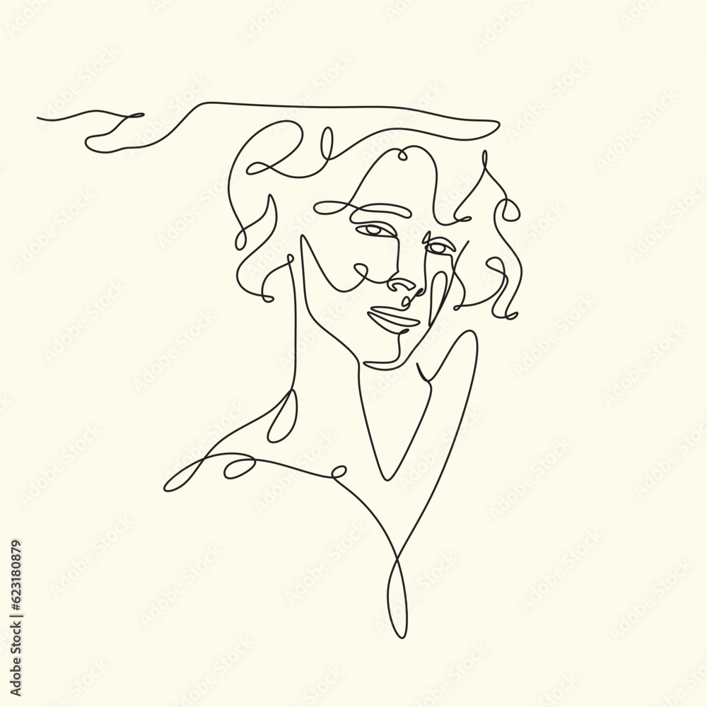 Men line art vector. Continuous one line drawing of man portrait ...