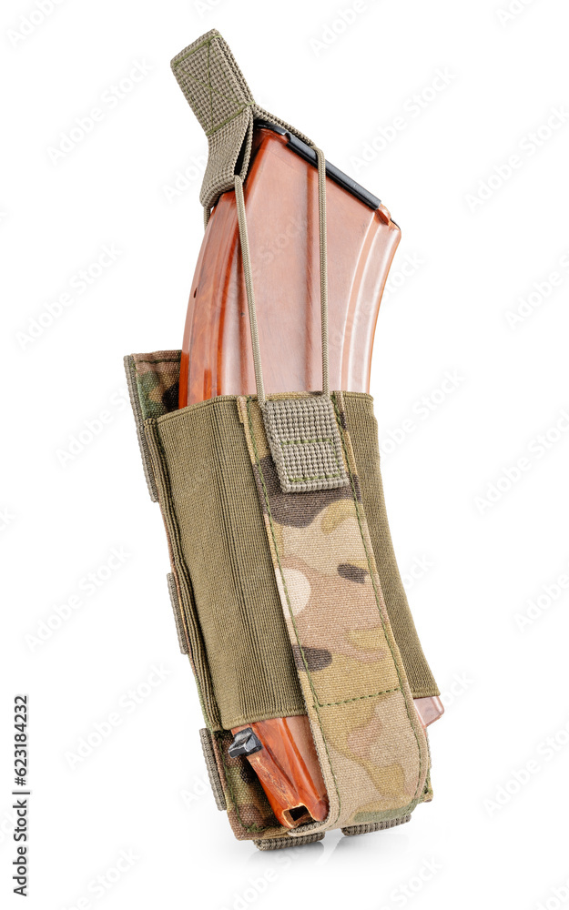 Military pouch in multicam camouflage with bullet magazine inside on ...