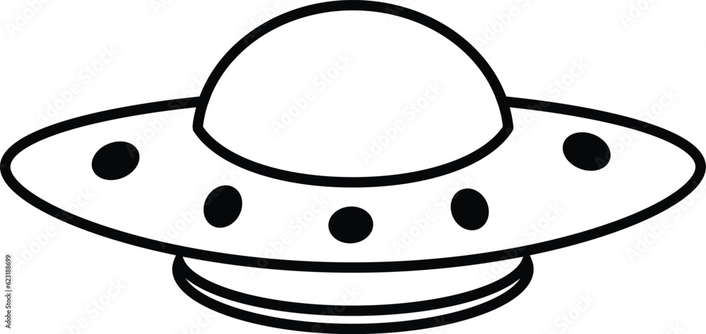 UFO Outline Icon. UFO Line Art Logo. Vector Illustration. Isolated on ...