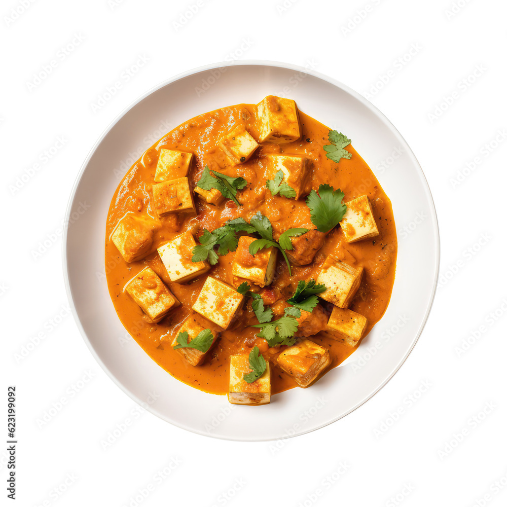 Paneer Butter Masala On White Plate, On Isolated Transparent Background ...