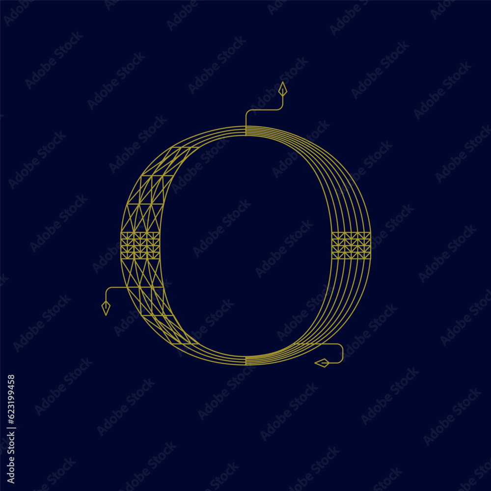 Dark O Artdeco Letter. Vector Illustration of Decorative Type Word and ...