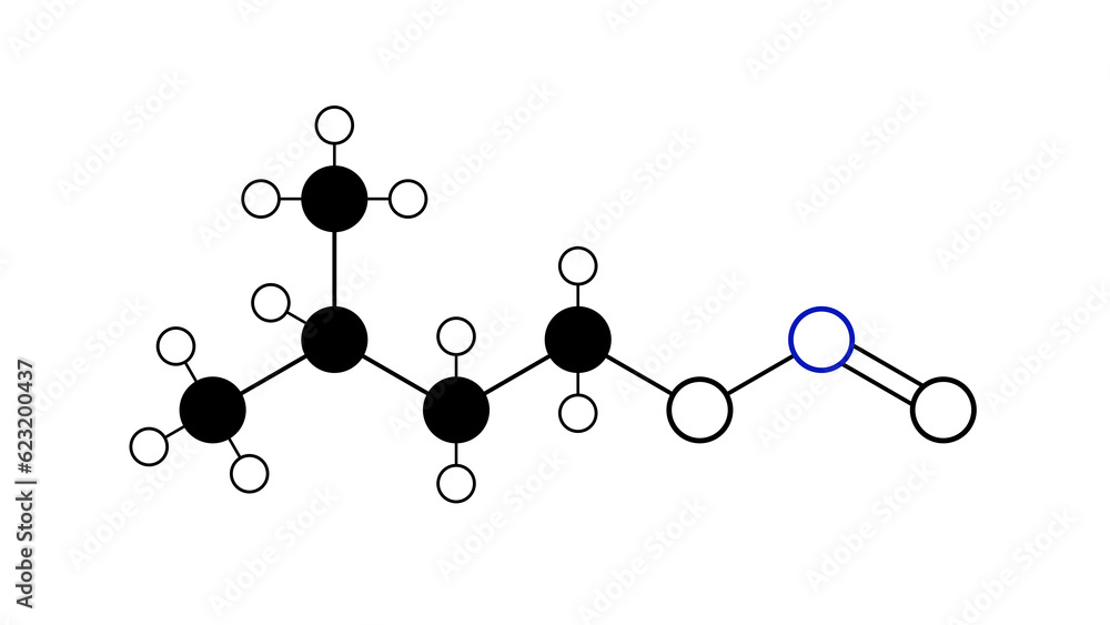 amyl nitrite molecule, structural chemical formula, ball-and-stick ...
