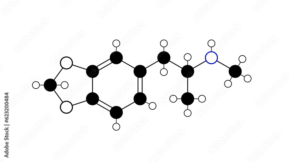 mdma molecule, structural chemical formula, ball-and-stick model ...