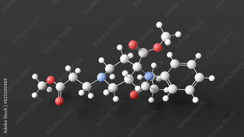remifentanil molecule, molecular structure, opiate agonists, ball and ...