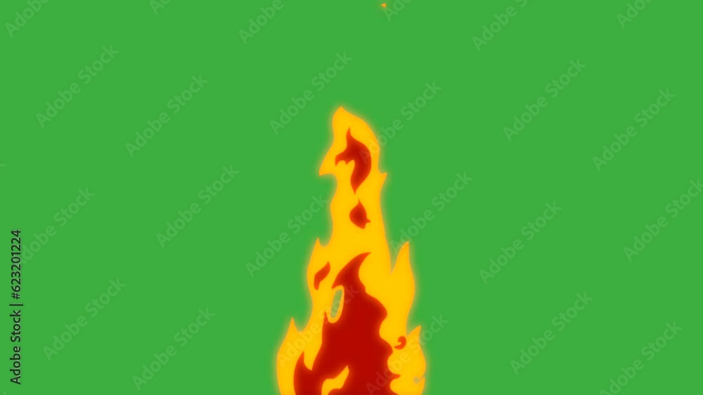 Animation loop video fire element cartoon effect on green screen ...