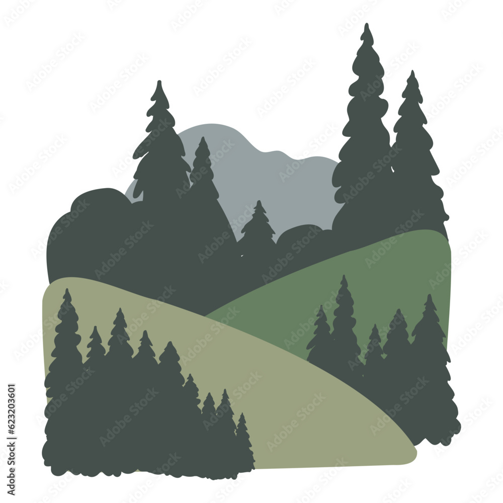 mountain illustration, abstract landscape clipart, vector nature ...