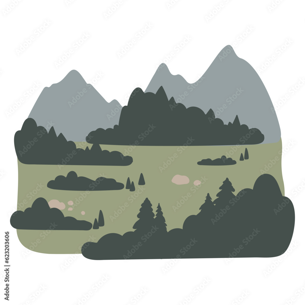 mountain illustration, abstract landscape clipart, vector nature ...