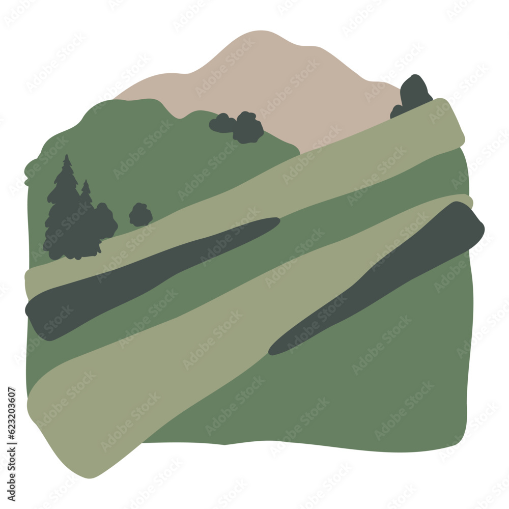 mountain illustration, abstract landscape clipart, vector nature ...