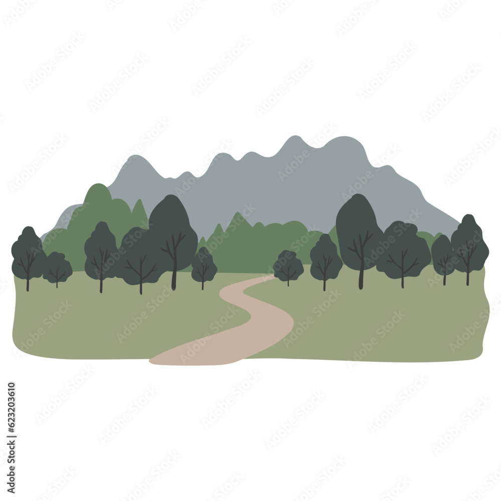 mountain illustration, abstract landscape clipart, vector nature ...