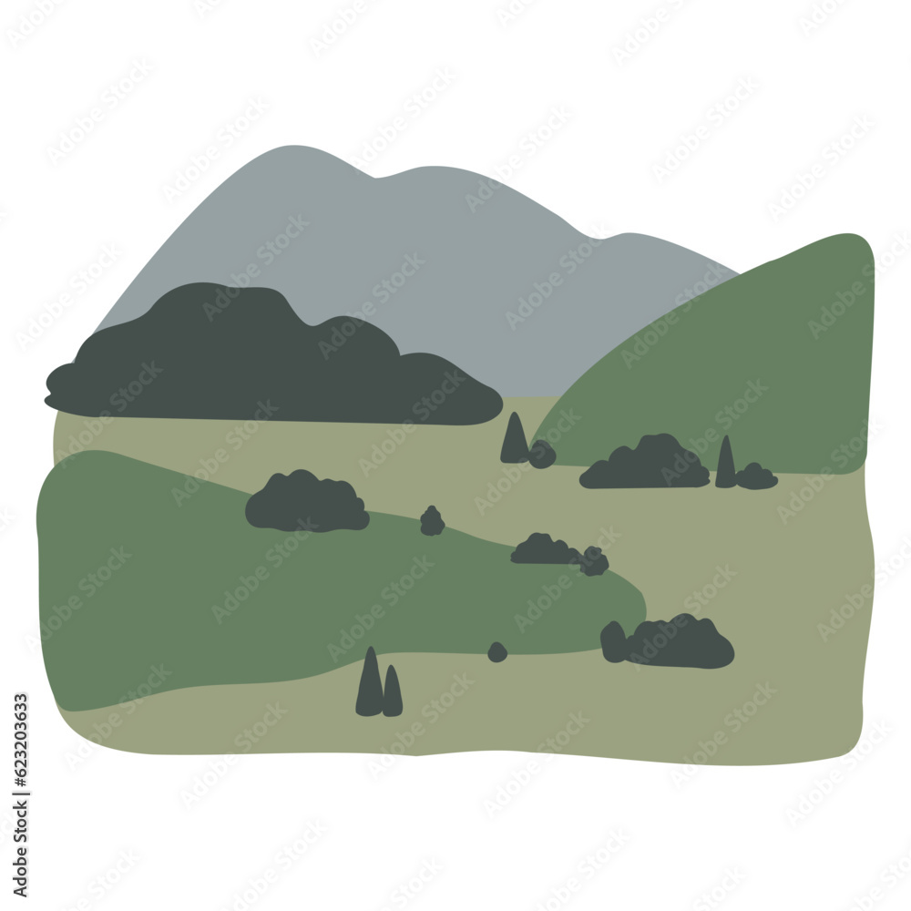 mountain illustration, abstract landscape clipart, vector nature ...