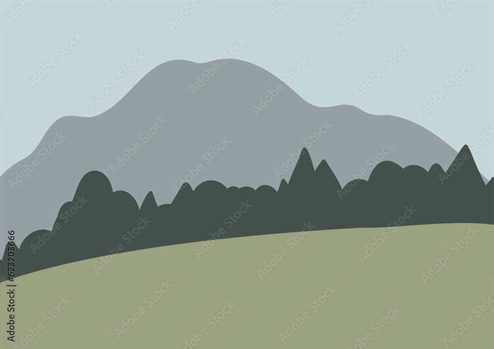 mountain landscape wall art illustration, abstract landscape clipart ...