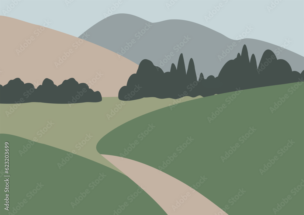 mountain landscape wall art illustration, abstract landscape clipart ...