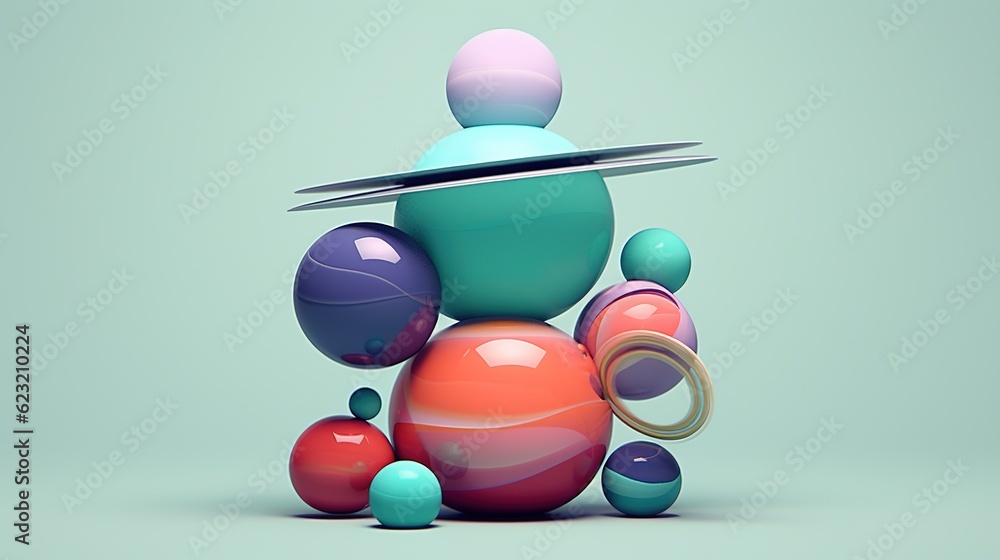 Conceptual image of balance in life. Geometric art installation with a ...