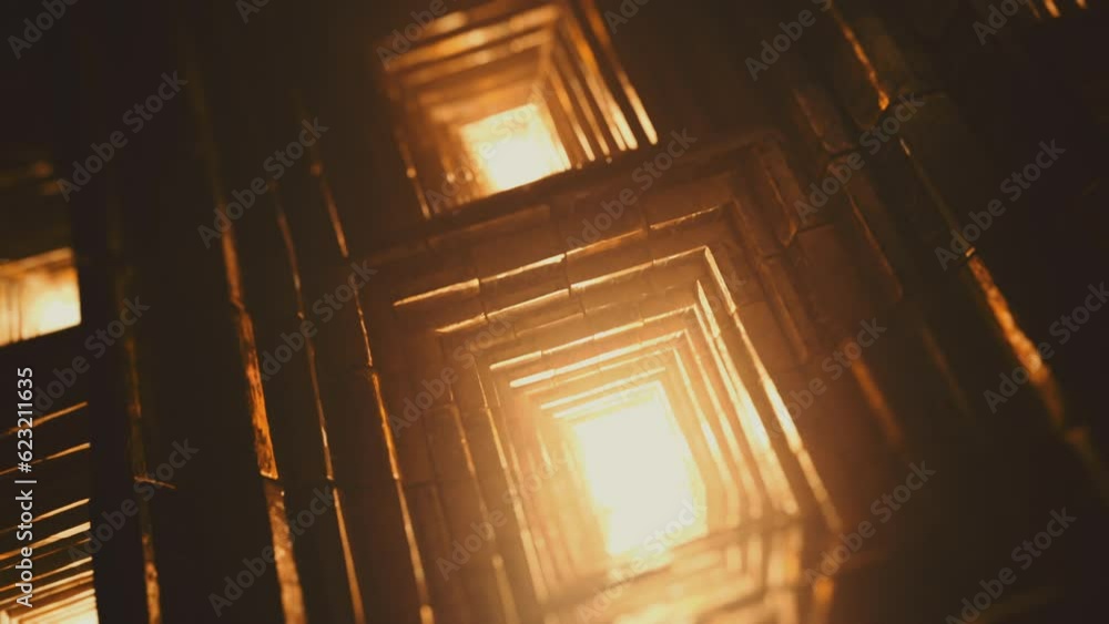 Tesseract, multidimensional portal. Alien structures. Glowing fractal ...
