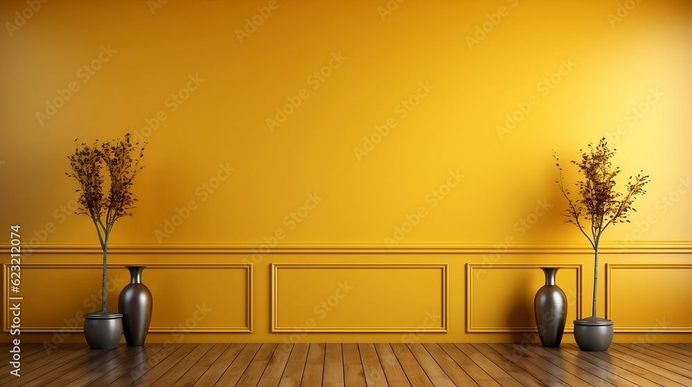 Yellow room interior, modern luxury living room , empty yellow wall ...