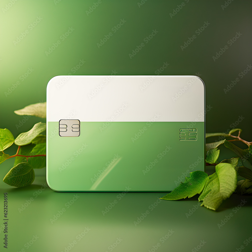 Green card. Credit card template with space for text. Renewable energy ...