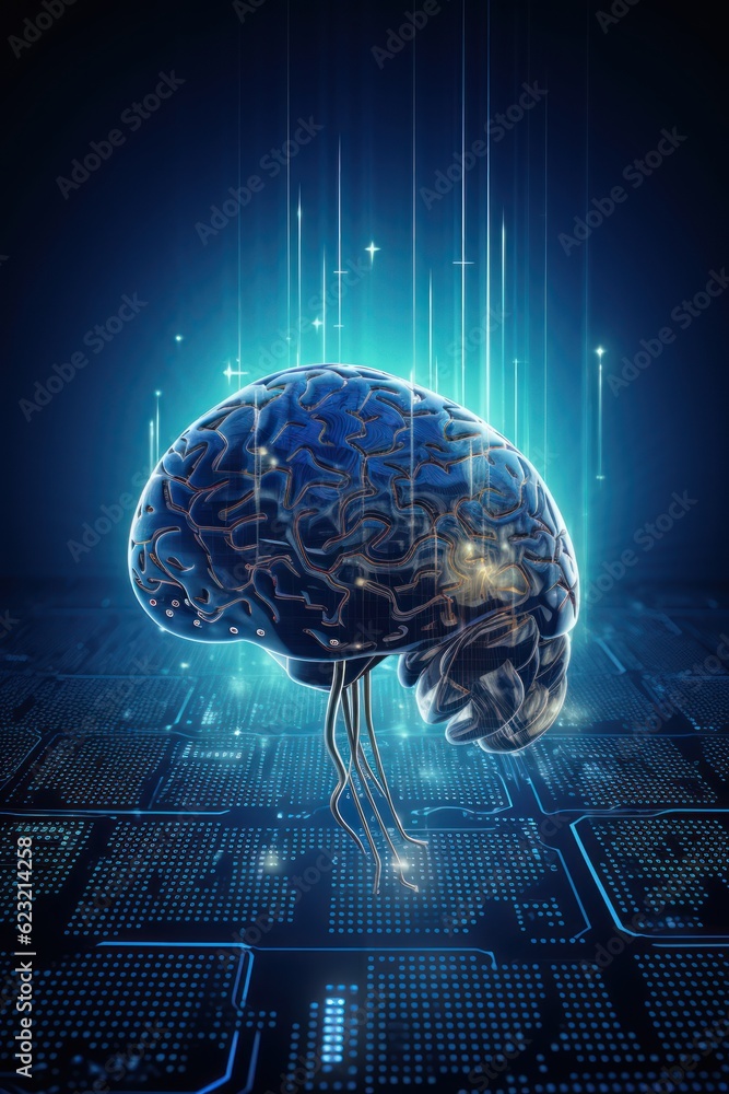 Human brain Artificial intelligence computer data technologies. Futuristic Cyber Technology ...