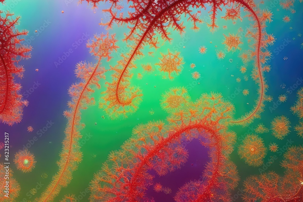 Internal structure. Fantastic organic structure. Depth yellow and red ...