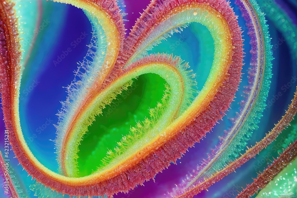 Internal structure. Fantastic organic structure. Depth yellow and red ...