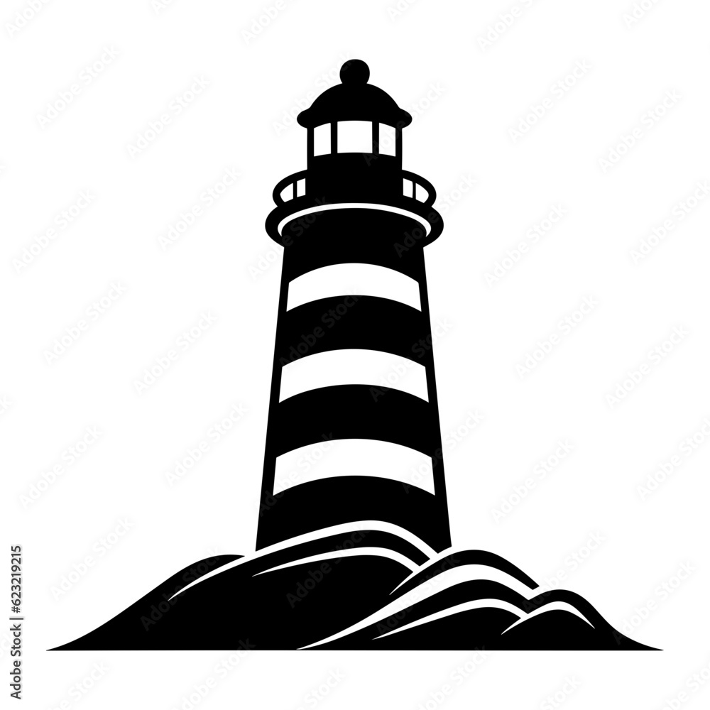Lighthouse logo black silhouette svg vector Stock Vector | Adobe Stock