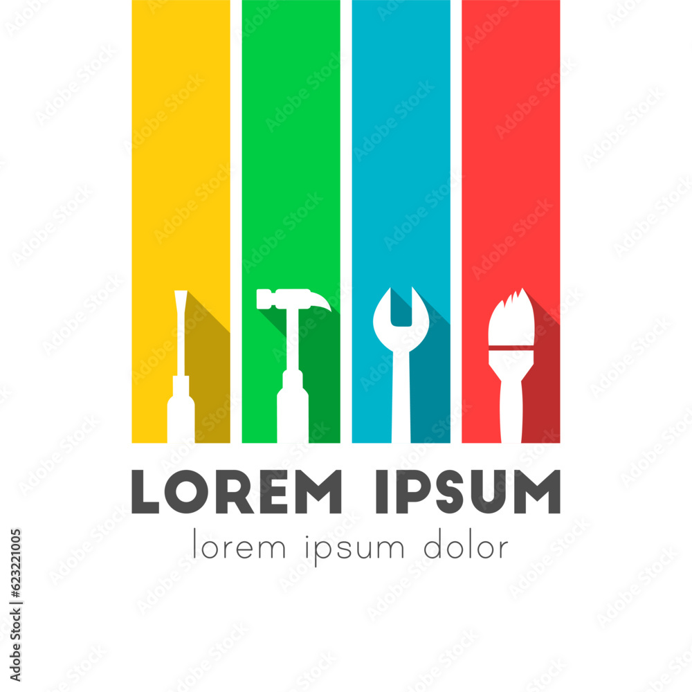 Work tools as repair, maintenance, renovation, fixing, improvement ...