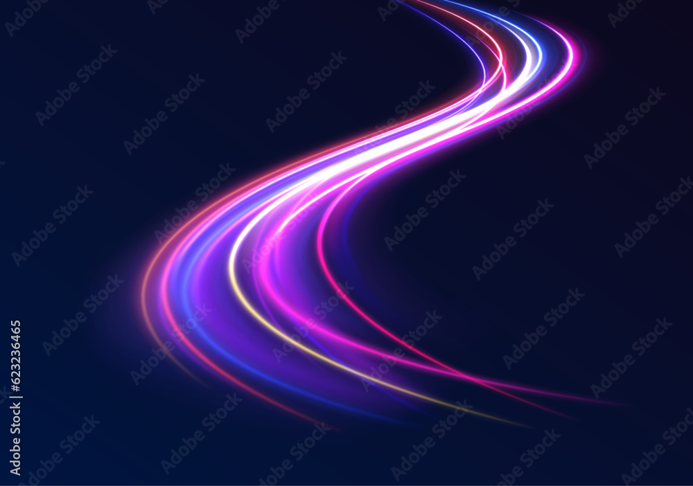 Vector speed of light in space on dark background. Abstract background ...