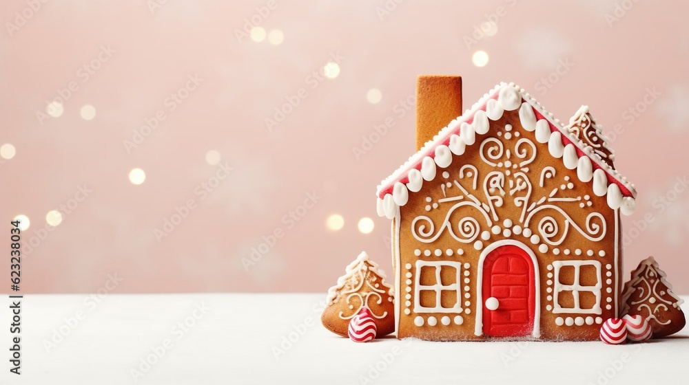 Gingerbread house, christmas background. Created with Generative Ai ...