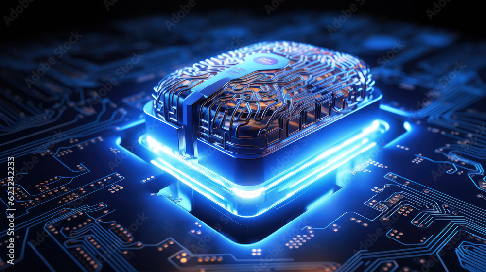 human brain, nanometer chip technology, quantum connection, brain Stock ...