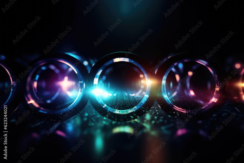 Lens flare bokeh chromatic abberation effect on black background ...