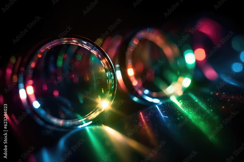 Lens flare bokeh chromatic abberation effect on black background ...