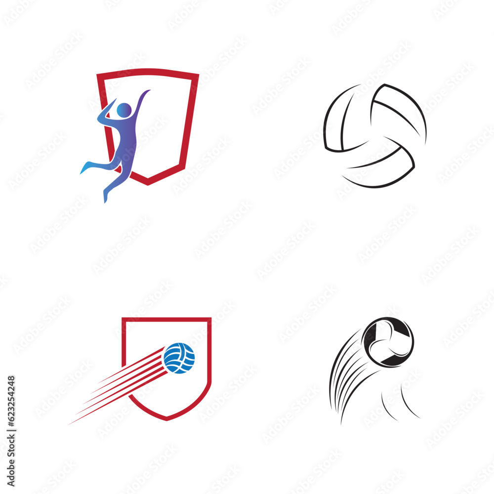 Volleyball logo, emblem, icons, designs templates with volleyball ball ...