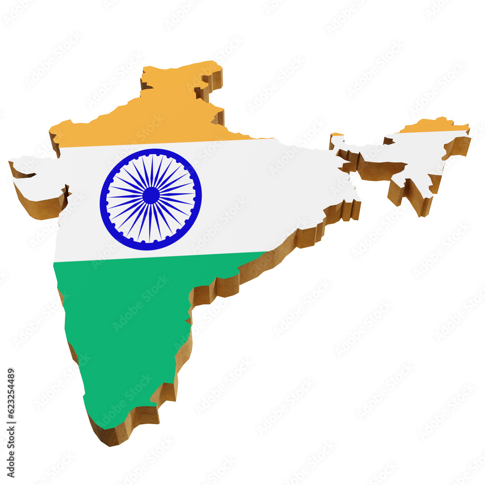 3D india map with national flag Stock Photo | Adobe Stock