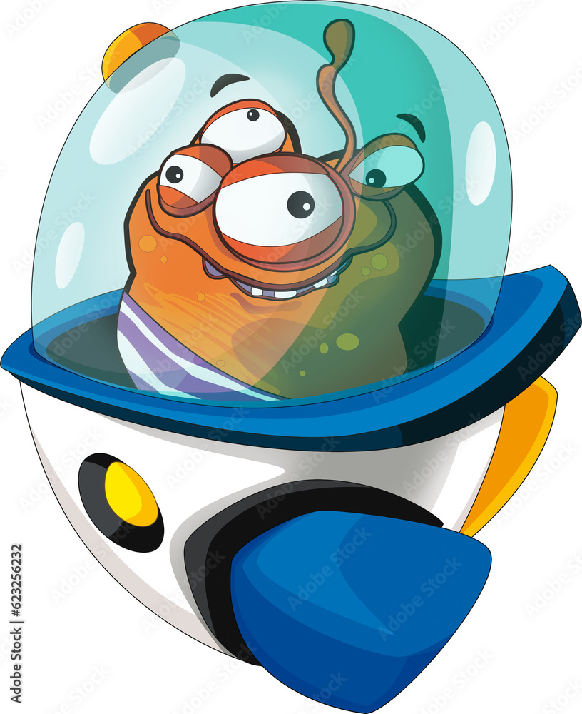 Cartoon alien creature on a ufo space ship or star ship transportation ...