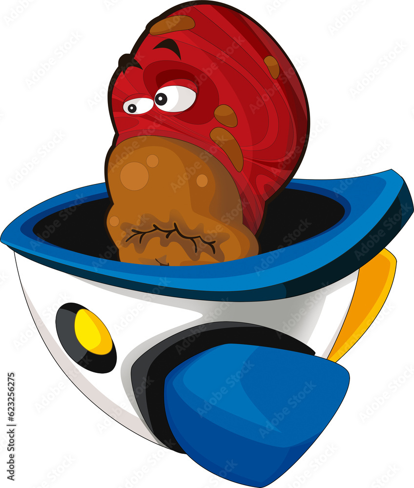 Cartoon alien creature on a ufo space ship or star ship transportation ...