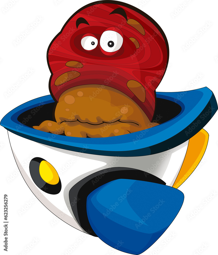 Cartoon alien creature on a ufo space ship or star ship transportation ...