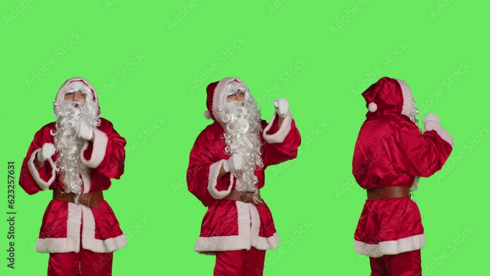 Violent saint nick throw punches in the air, acting aggressive with ...