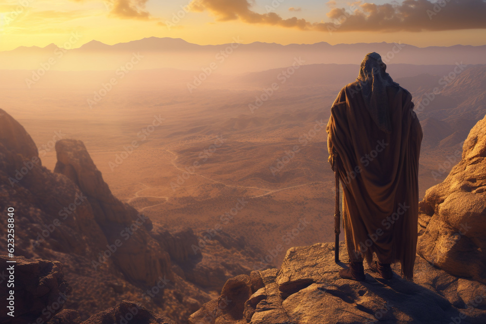 Moses leads the Jews through the desert, Moses led his people to the ...