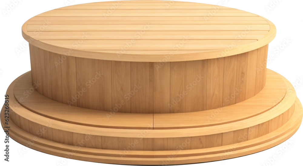 round wooden podium display product on transparent background Stock ...