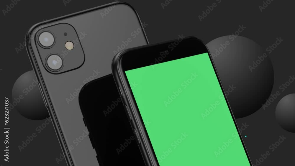 Smartphone with green screen isolated on green screen background. 4K ...