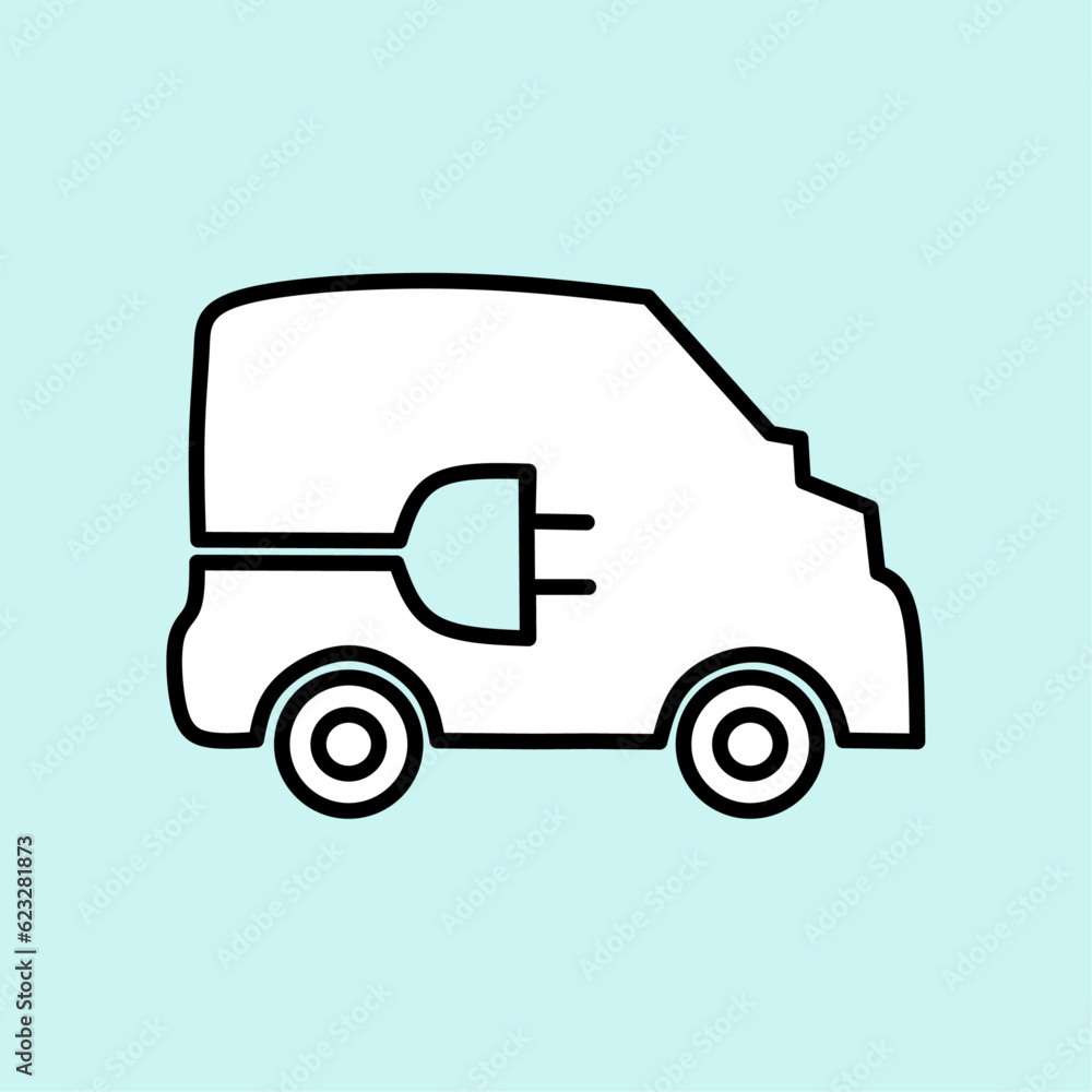 Electric car icon. Small electric car logo. Electric car and plug icon ...