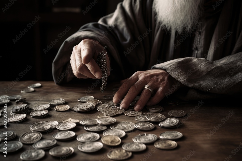 Judas 30 pieces of silver, sack thirty coins biblical symbol betrayal ...